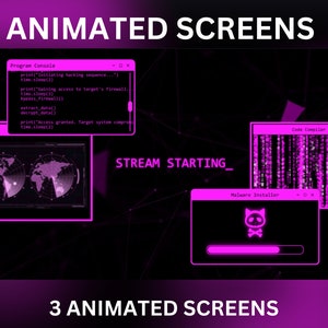 Hacker Themed Stream Scenes | ANIMATED Screens | Gamer Overlay | Pink ...