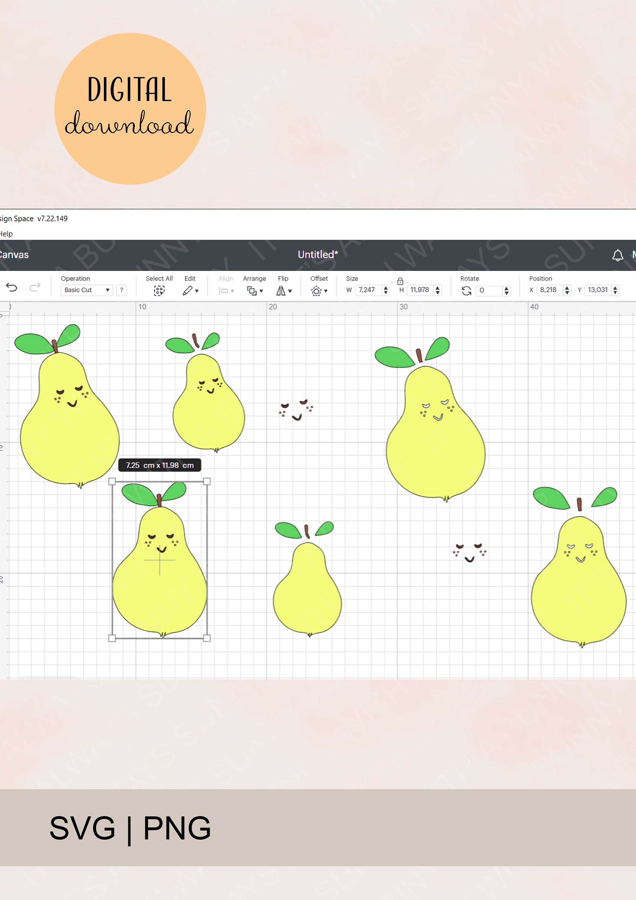 Cute Pear With Funny Face SVG File - Etsy