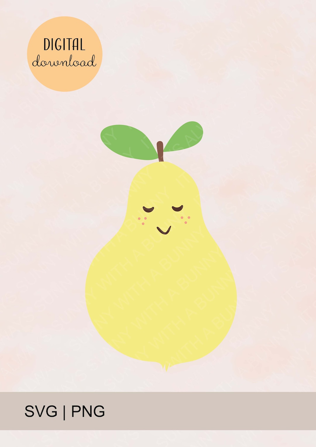 Cute Pear With Funny Face SVG File - Etsy