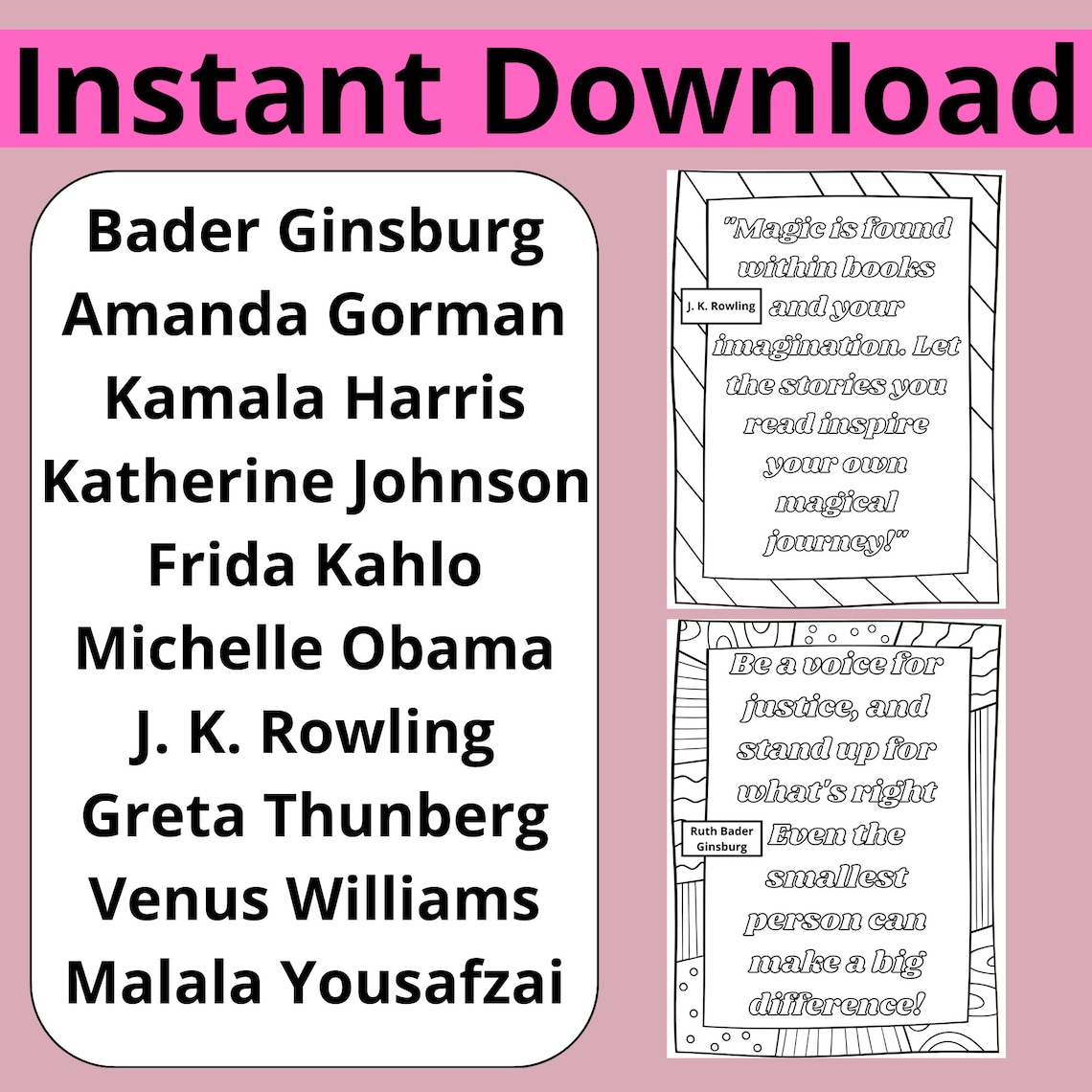 Women's History Month Quotes Coloring Pages | Growth Mindset Quotes - Etsy