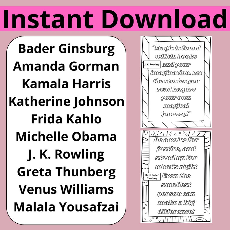 Women's History Month Quotes Coloring Pages | Growth Mindset Quotes - Etsy