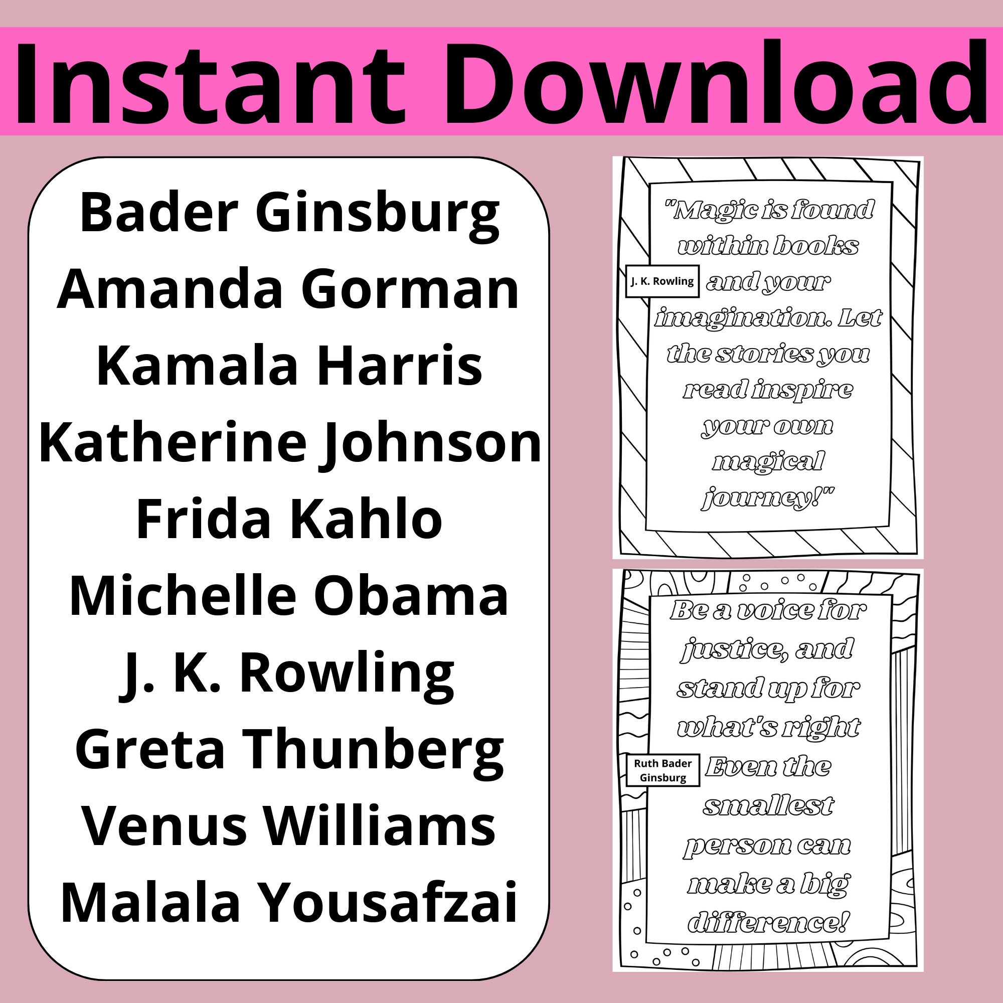 Women's History Month Quotes Coloring Pages | Growth Mindset Quotes - Etsy