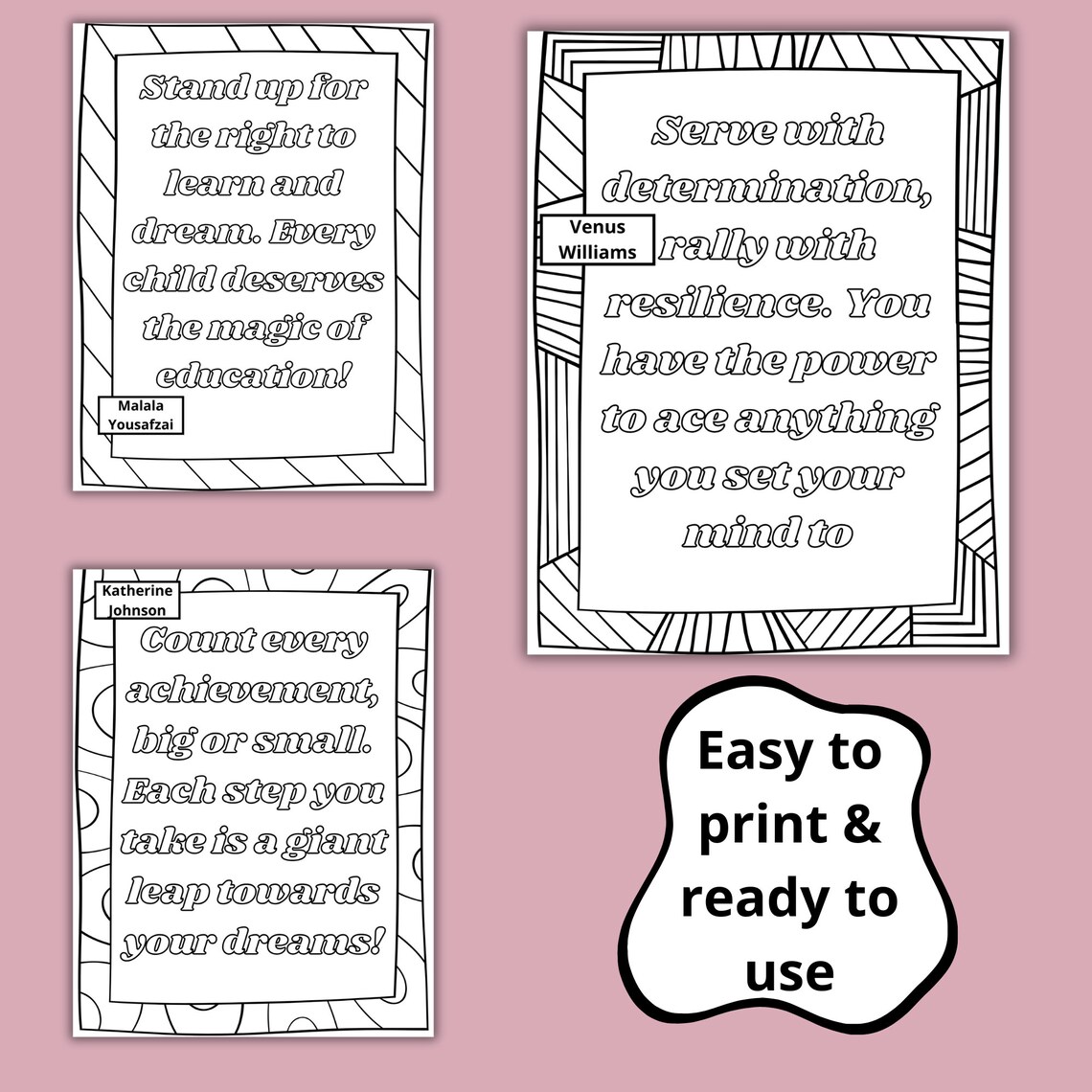 Women's History Month Quotes Coloring Pages | Growth Mindset Quotes - Etsy
