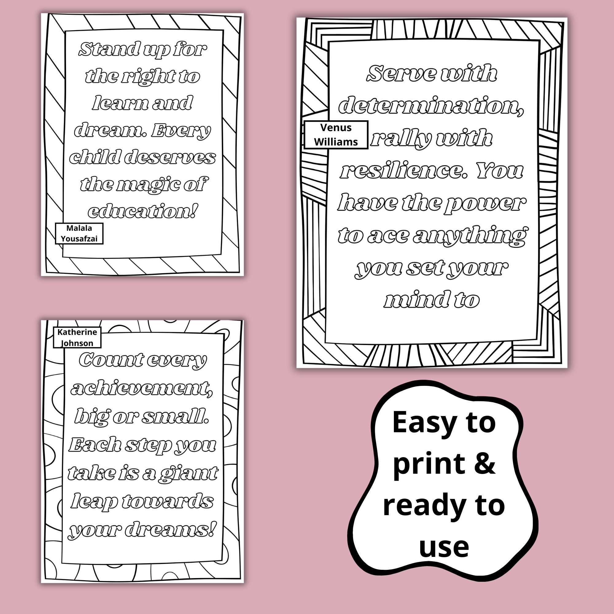 Women's History Month Quotes Coloring Pages | Growth Mindset Quotes - Etsy