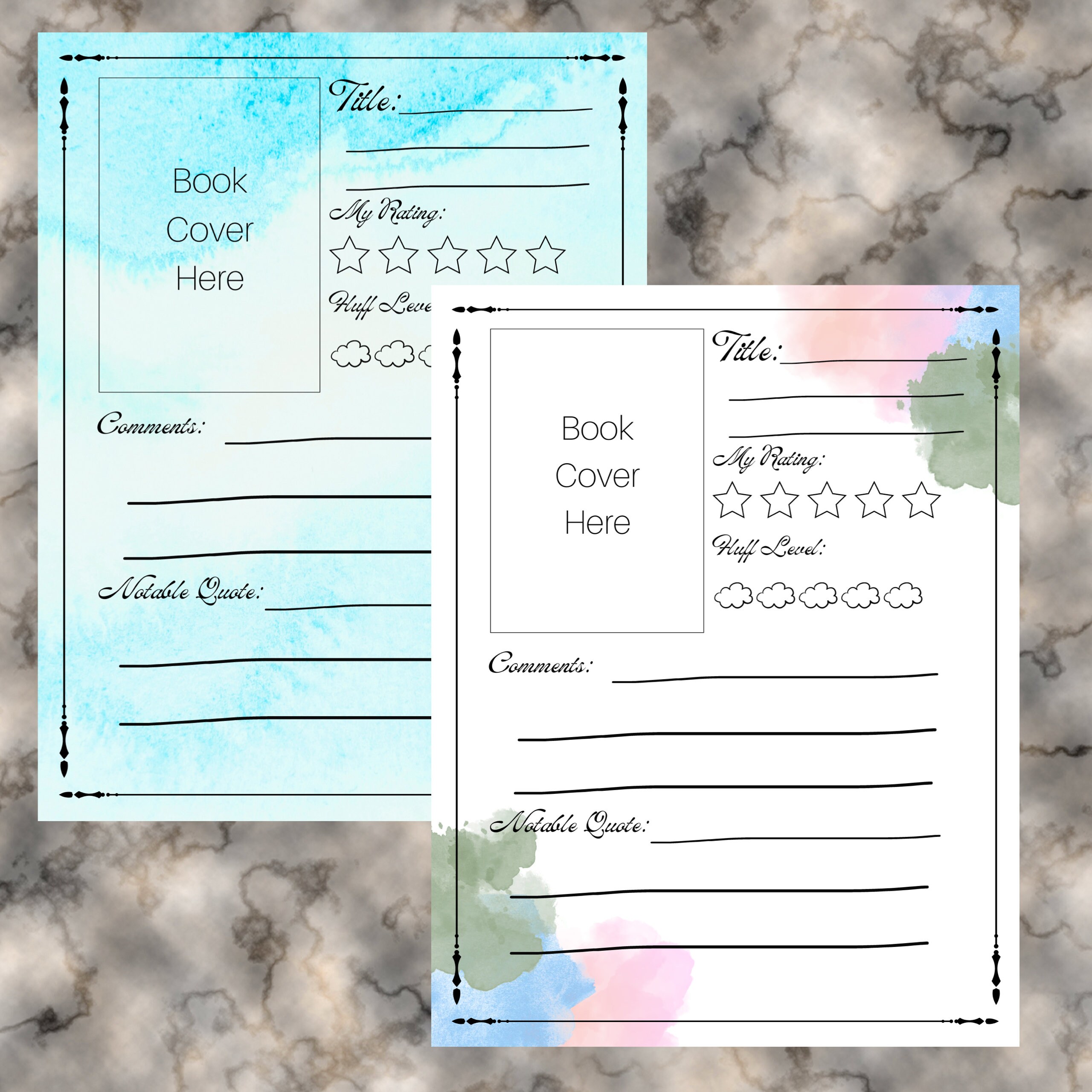 White, Lightly Colored Fluffy Book Log With Room for Book Cover, Rating ...