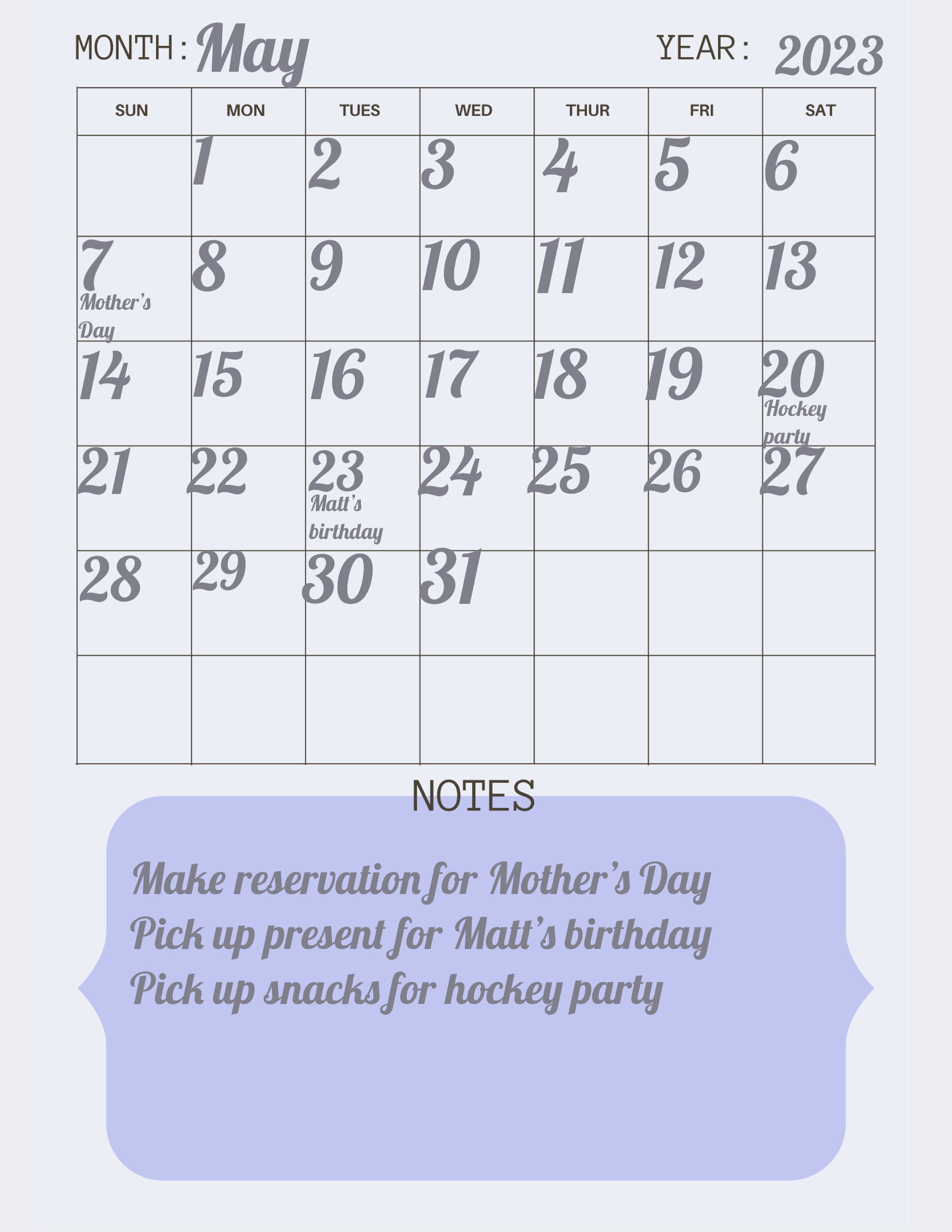 Cool Colored Monthly Calendar With Notes Section - Etsy