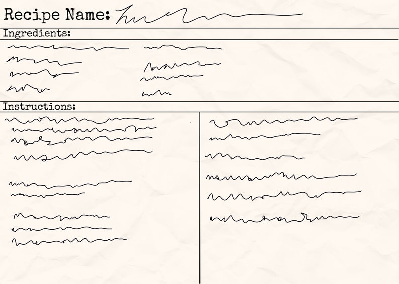 Blank Recipe Card Fill In Printable Digital - Etsy