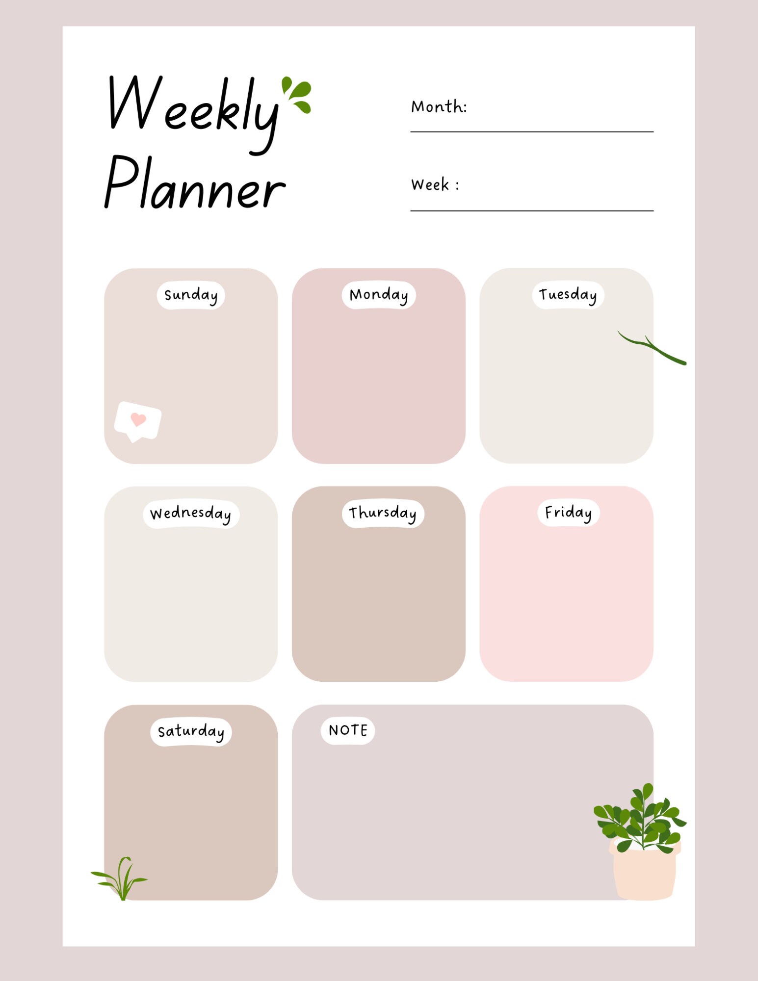 Printable Weekly Planer - Etsy