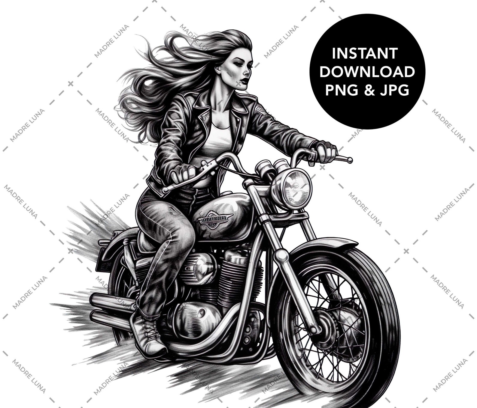 Cool Woman on a Motorcycle, Biker Woman, Biker Png, Lady Biker, PNG JPG Instant Download - Etsy