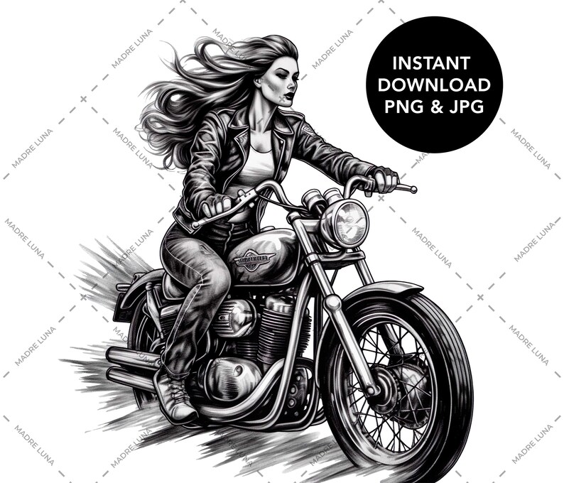 Cool Woman on a Motorcycle, Biker Woman, Biker Png, Lady Biker, PNG JPG Instant Download - Etsy
