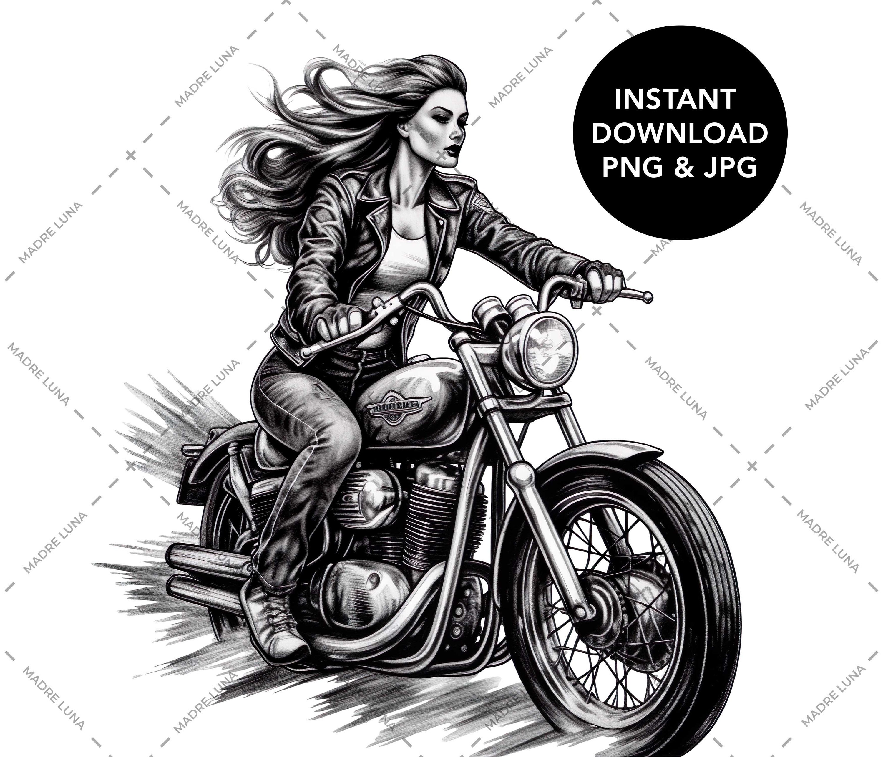 Cool Woman on a Motorcycle, Biker Woman, Biker Png, Lady Biker, PNG JPG ...