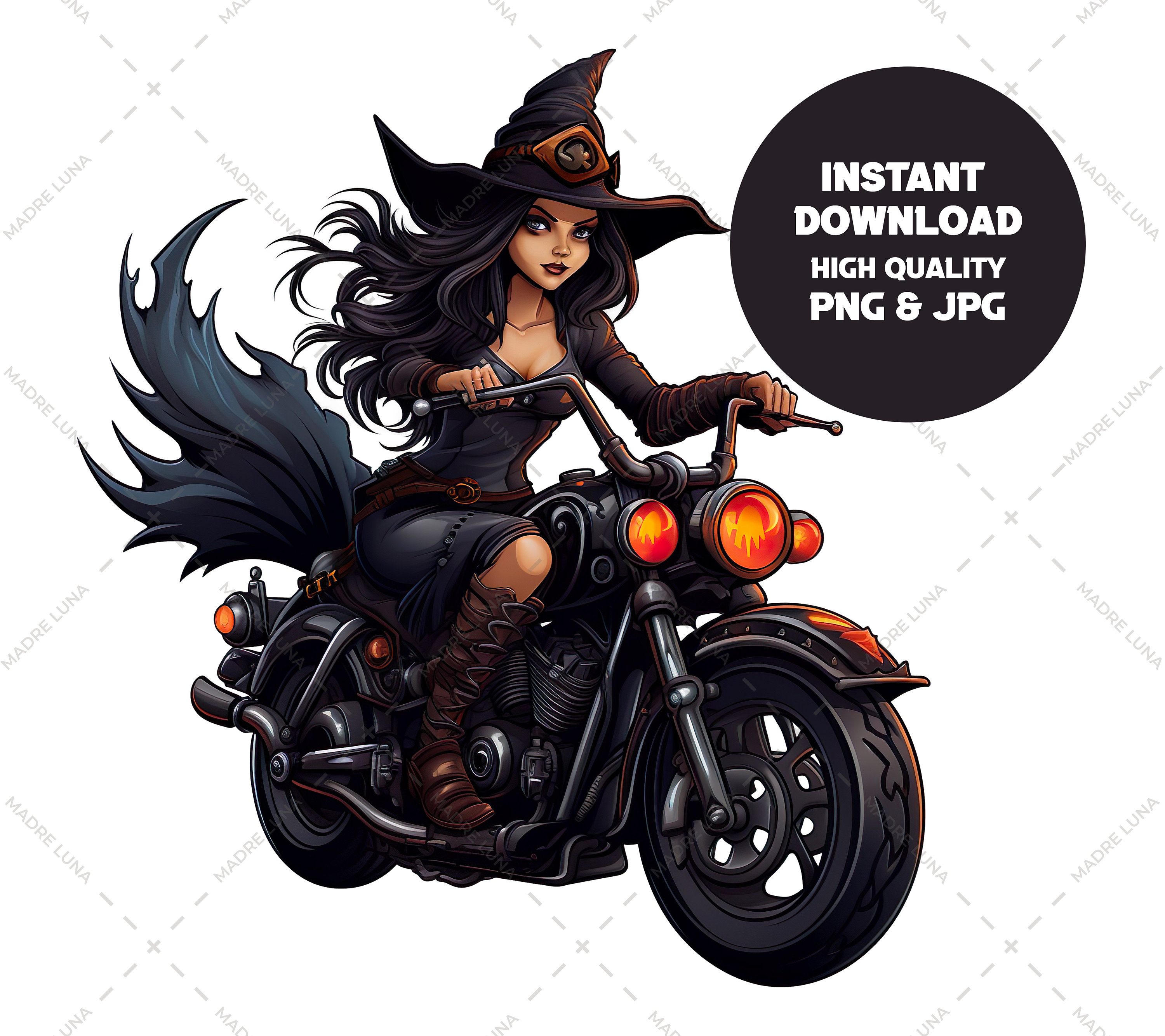 Witch Rider Motorcycle Halloween Design Instant Download - Etsy