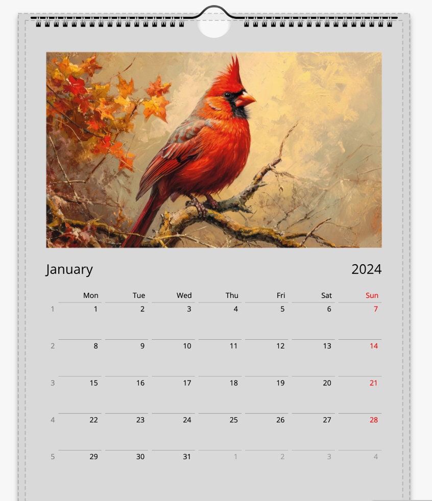 Birds Wall Calendar 2024, Birds Fine Art Paints Calendar sold by ...