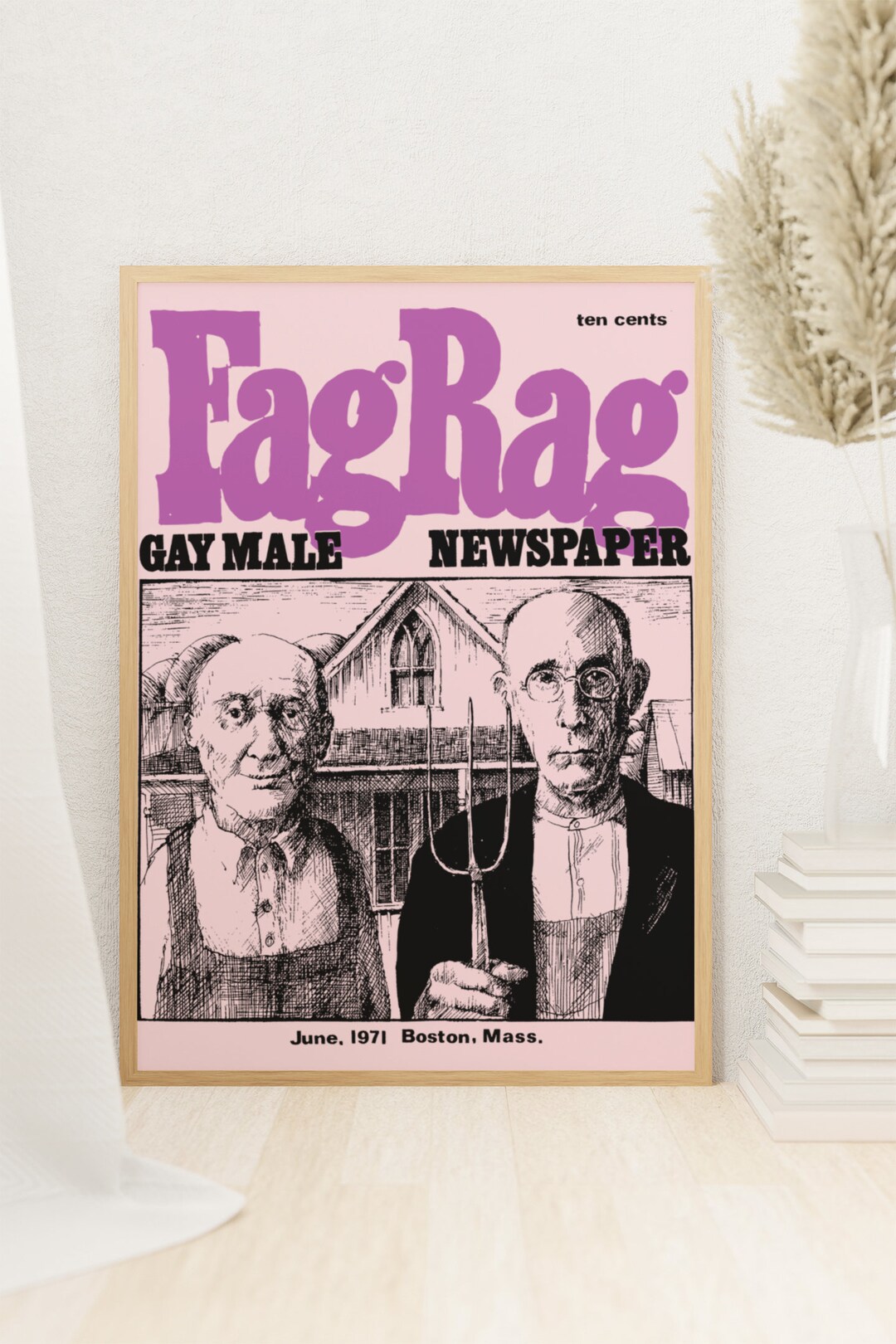 Gay Magazine Poster, American Gothic Print, Gay Retro Graphic Wall ...