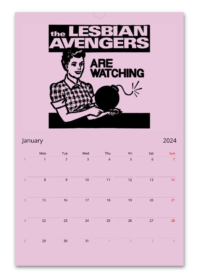 Vintage Lesbian Calendar, 2024 Pink Retro Magazine Lesbian Calendar ...