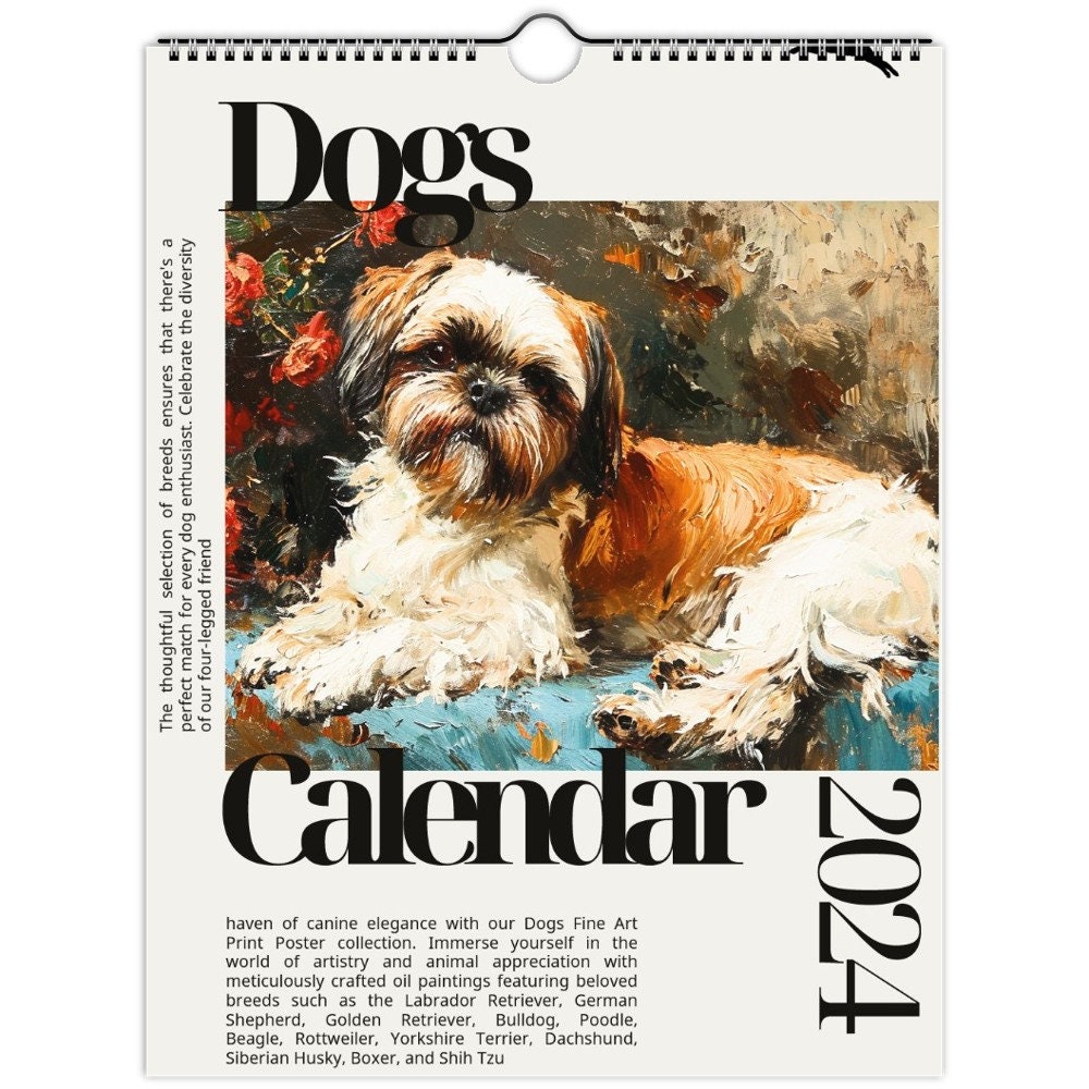 The Art Dogs Calendar, 2025 Fine Art Arcrlic Oil Dogs Paint Calendar ...