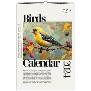 Birds Wall Calendar 2025, Birds Fine Art Paints Calendar. Birdwatcher ...