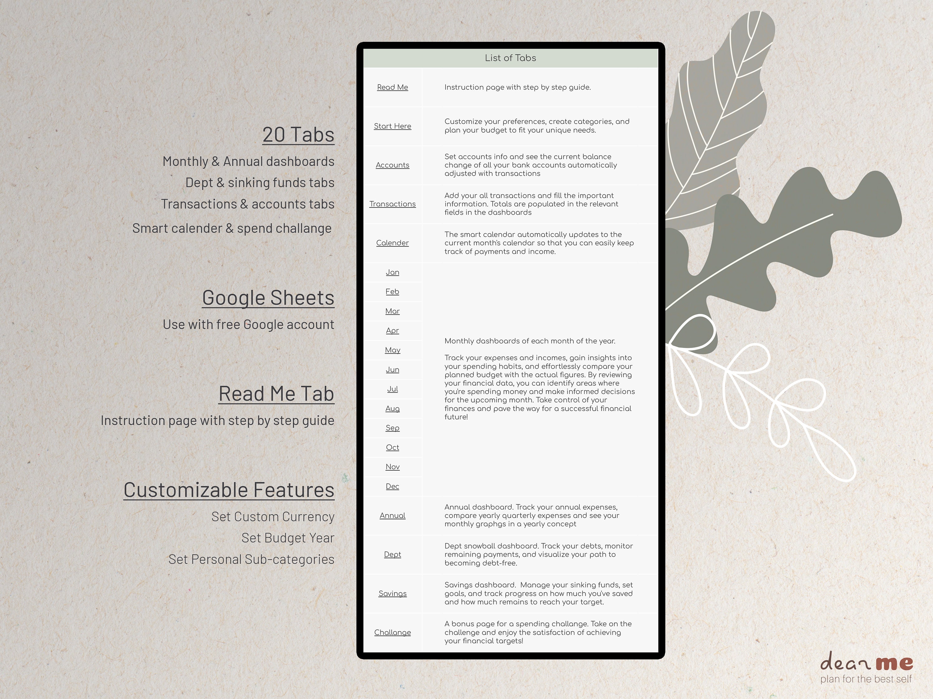 Annual Finance Planner Google Sheets, Budget Tracker in Mint Color ...