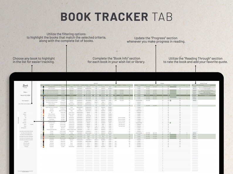 Google Sheets Book Tracker Spreadsheets, Mint and Green Reading Log ...