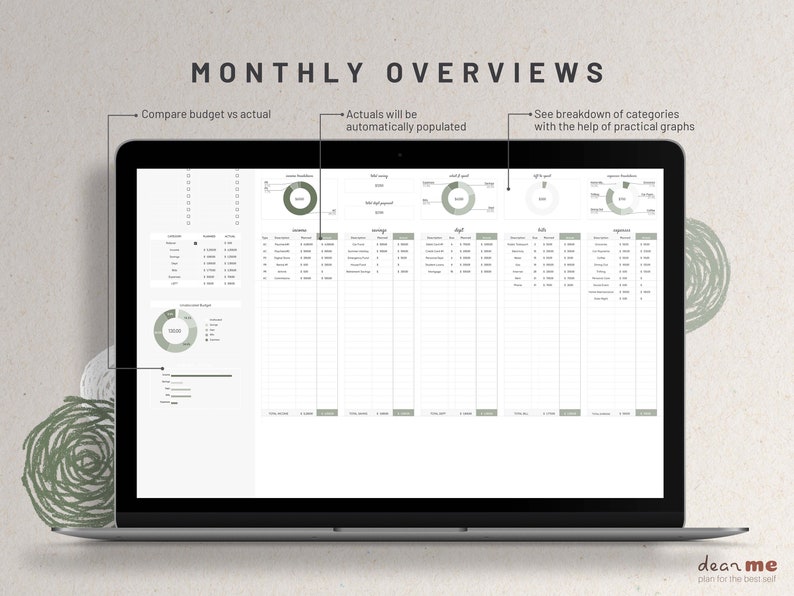 Beginners Simple Monthly Google Sheets Finance Planner, Mint Color ...