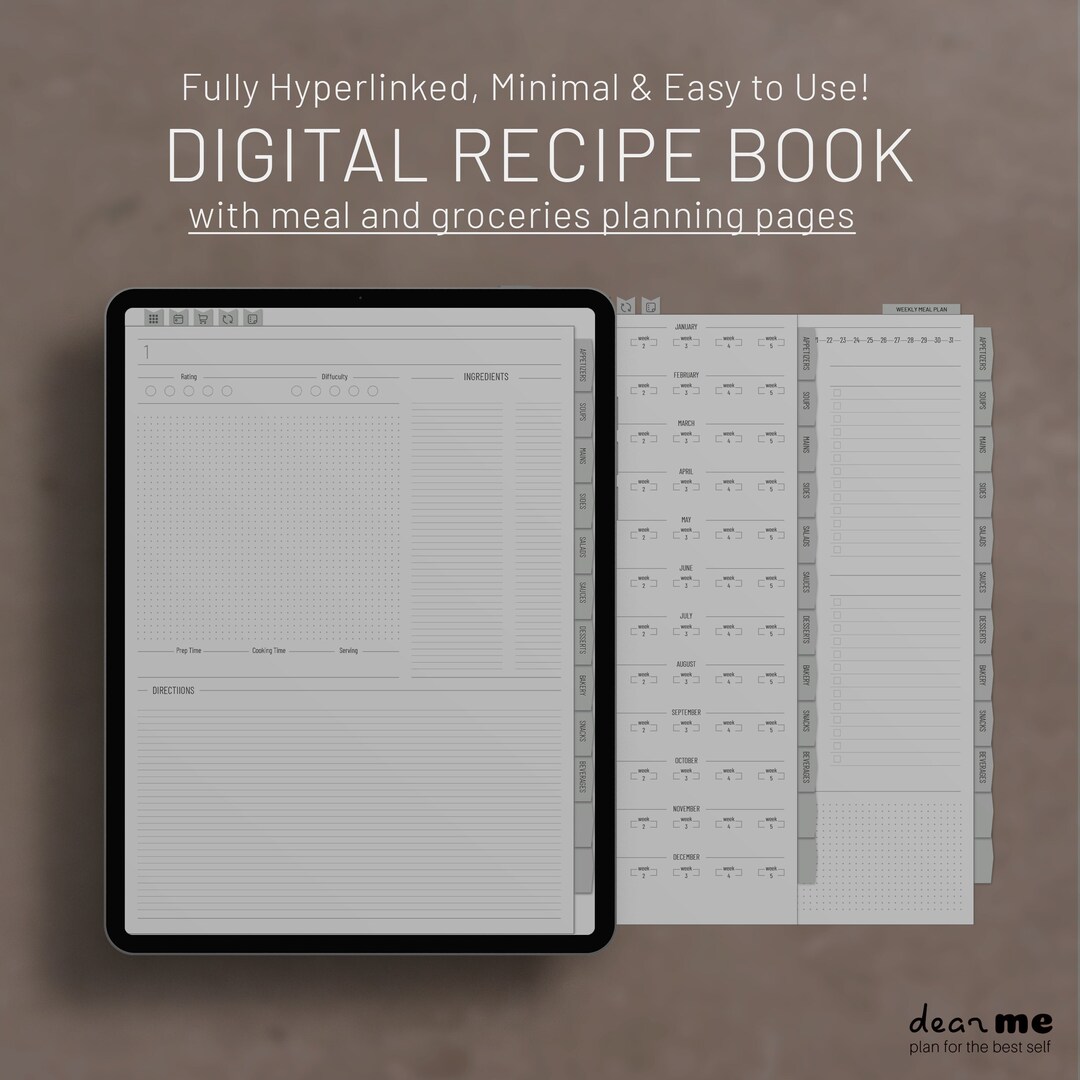 Digital Recipe Book and Meal Planner for Goodnotes and - Etsy