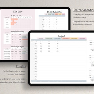 Social Media Content Planner & Calendar Template With Analytics, Yearly ...