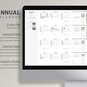 Google Sheets Monthly Calendar and Planner, Digital Planner Spreadsheet ...