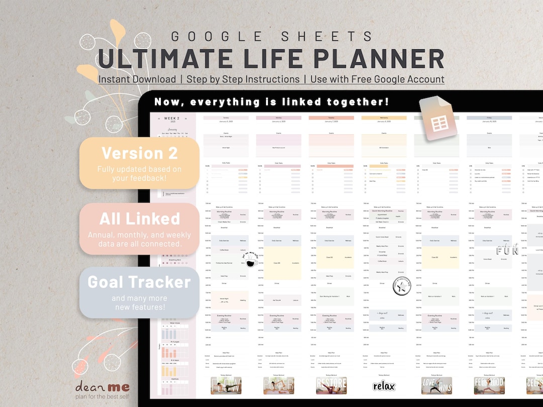 Google Sheets Life Planner, Daily Schedule Task Tracker, Digital ...