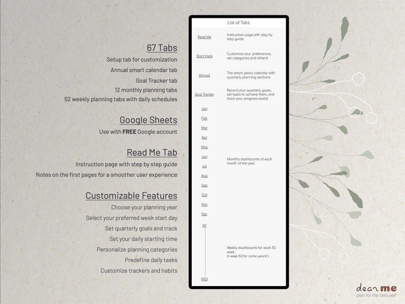 Google Sheets Digital Life Planner, Digital Annual Calendar Spreadsheet ...
