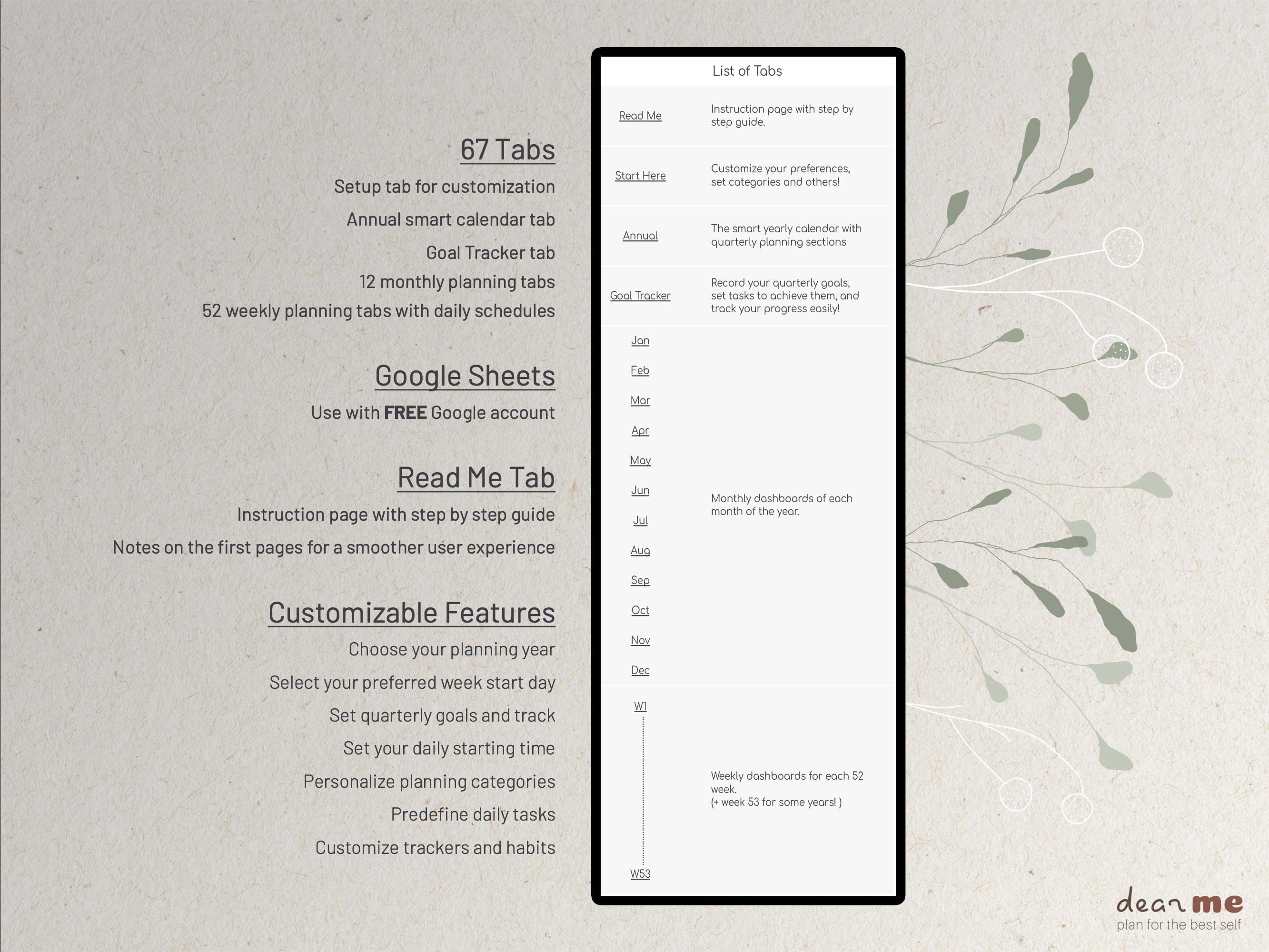 Google Sheets Digital Life Planner, Digital Annual Calendar Spreadsheet ...