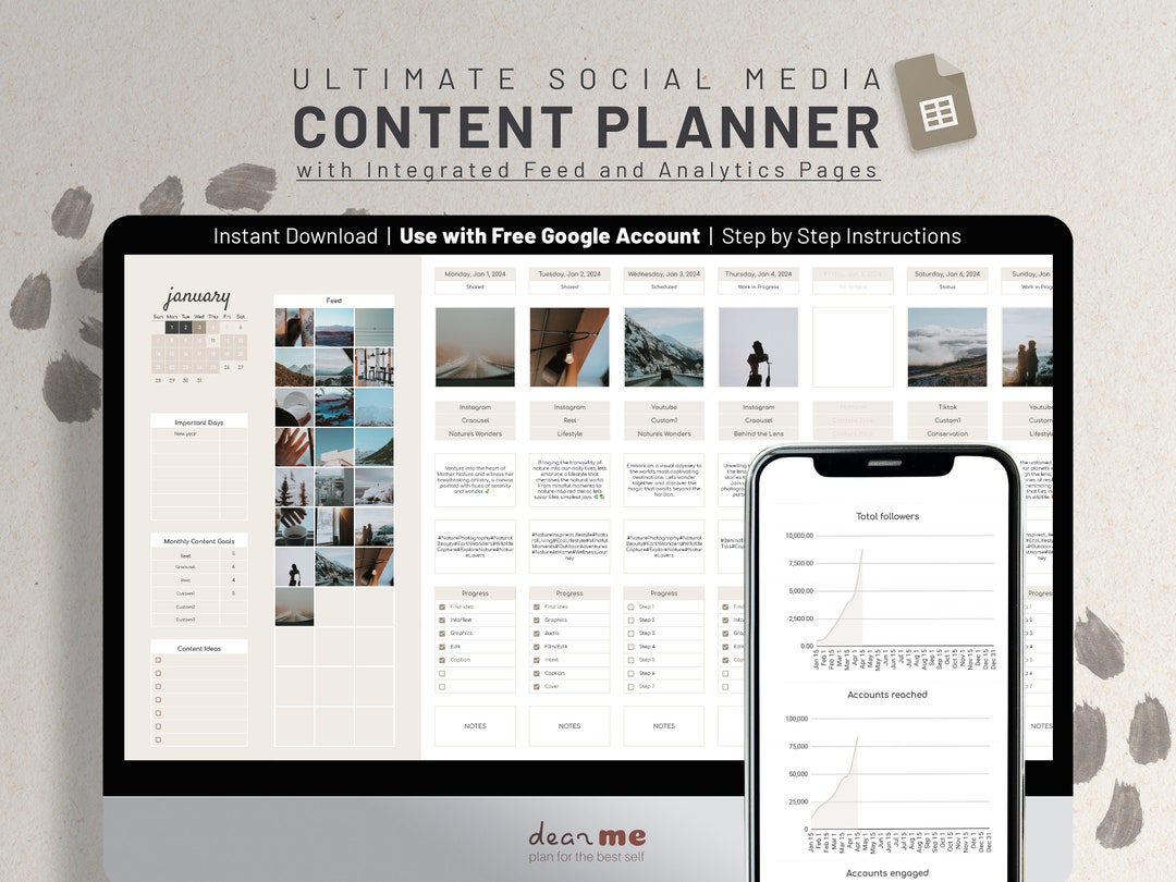 Ultimate Social Media Content Planner With Analytics, Google Sheets ...