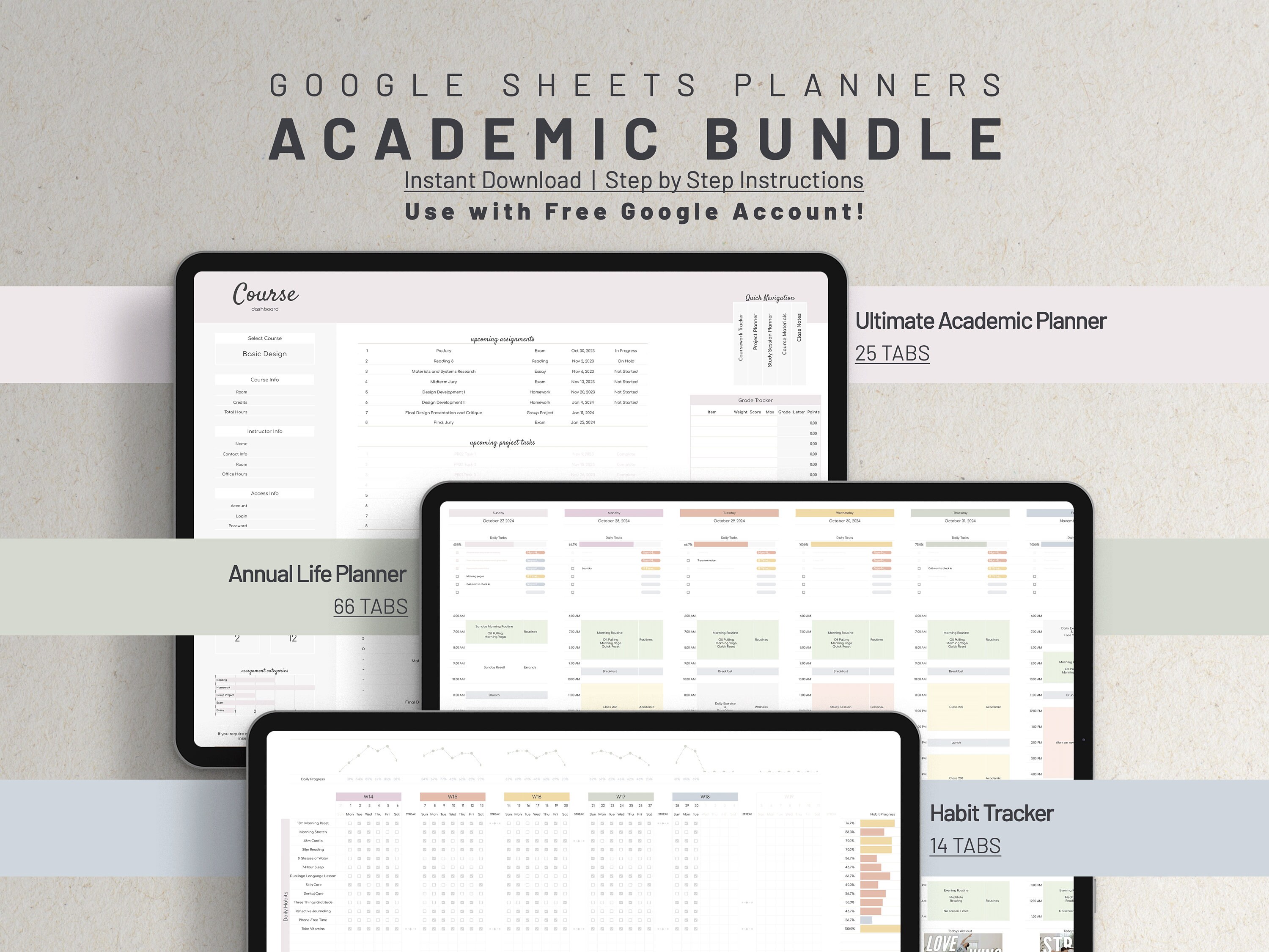 Academic Bundle Google Sheets Planners, Ultimate Academic Planner ...