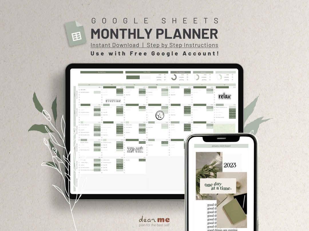 Google Sheets Monthly Calendar and Planner Digital Planner - Etsy