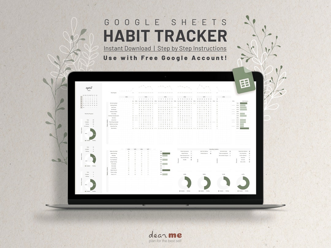 Digital Habit Tracker Google Sheets Goal Planner Spreadsheet - Etsy