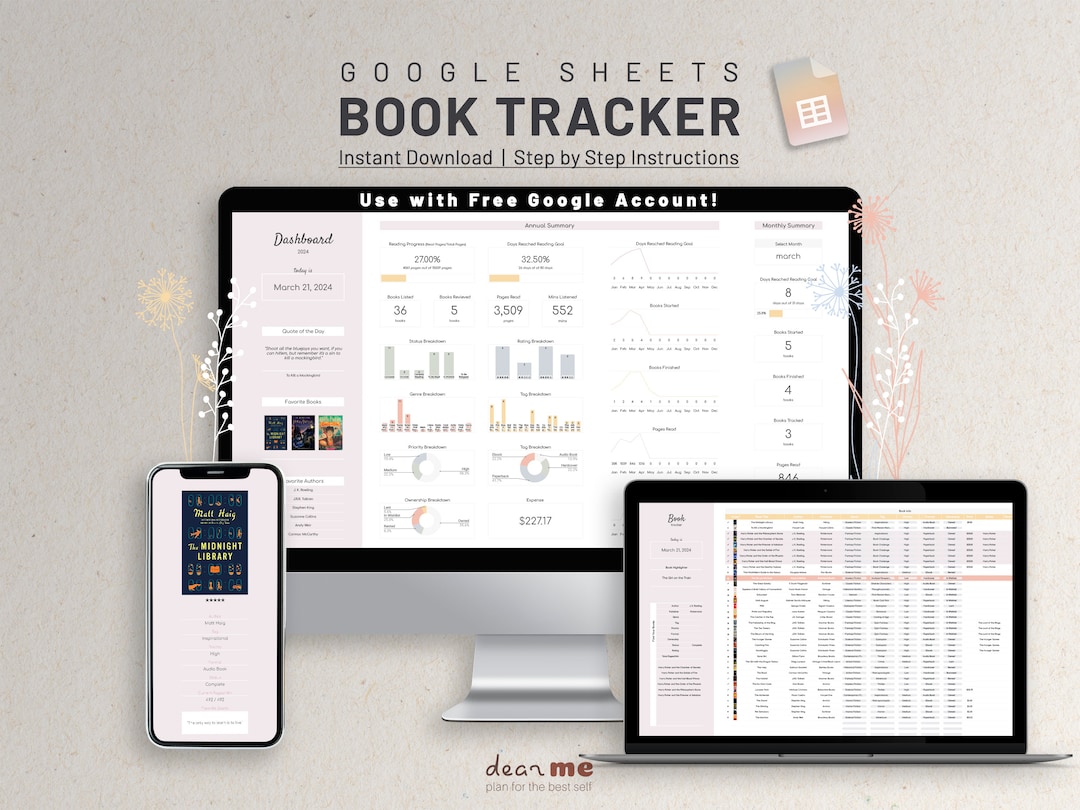 Google Sheets Book Tracker Spreadsheets, Pastel Colors Reading Log ...