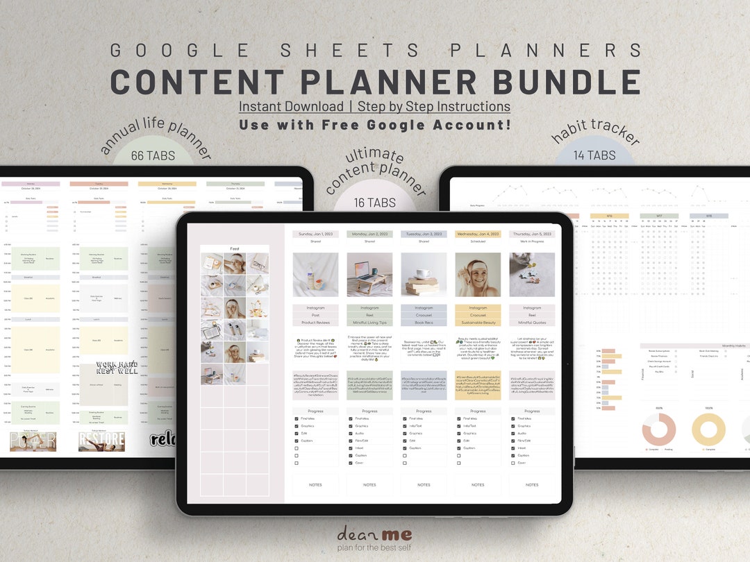 Content Planner Bundle Google Sheets, Ultimate Content Planner, Annual ...