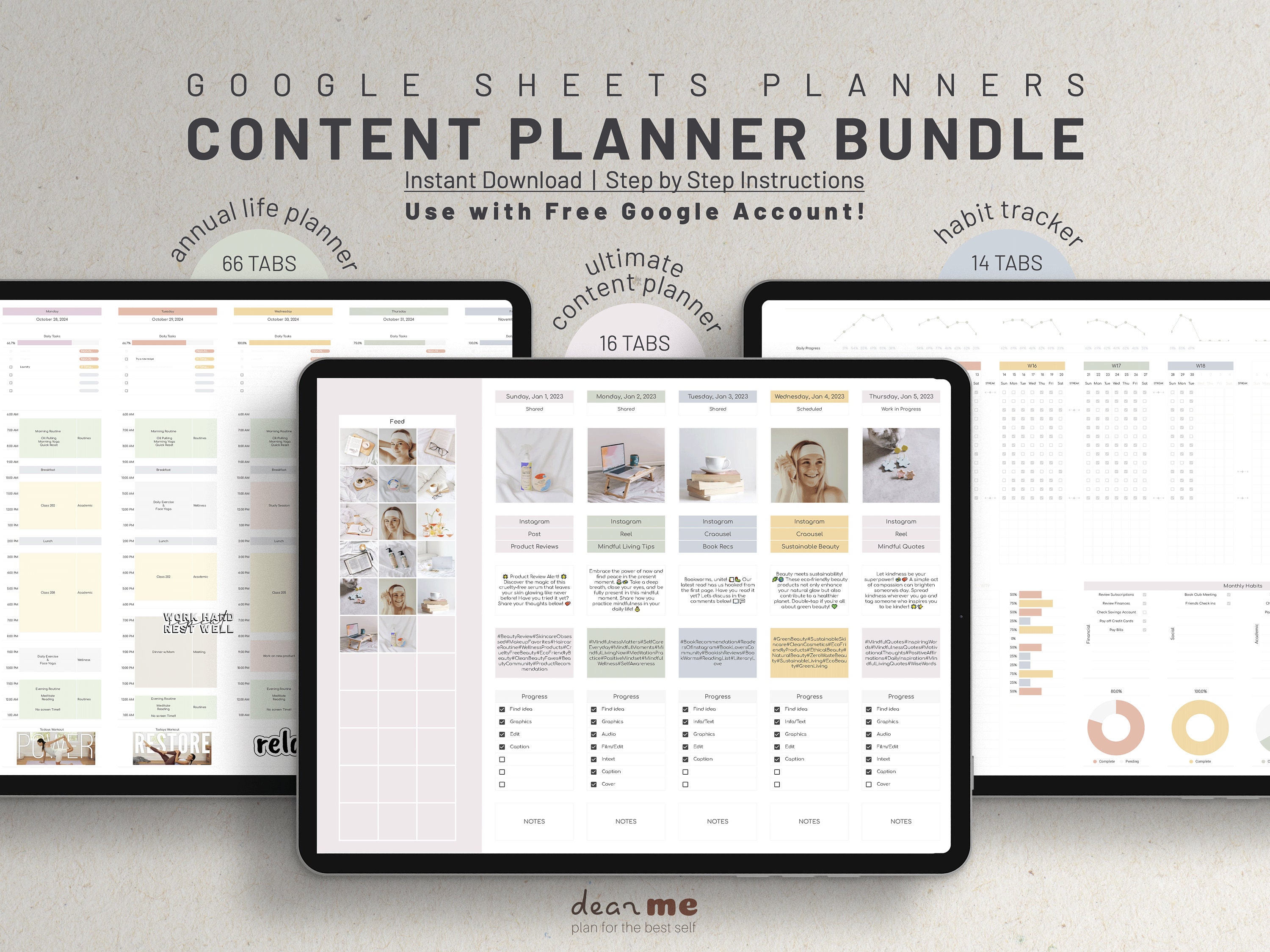 Content Planner Bundle Google Sheets, Ultimate Content Planner, Annual ...