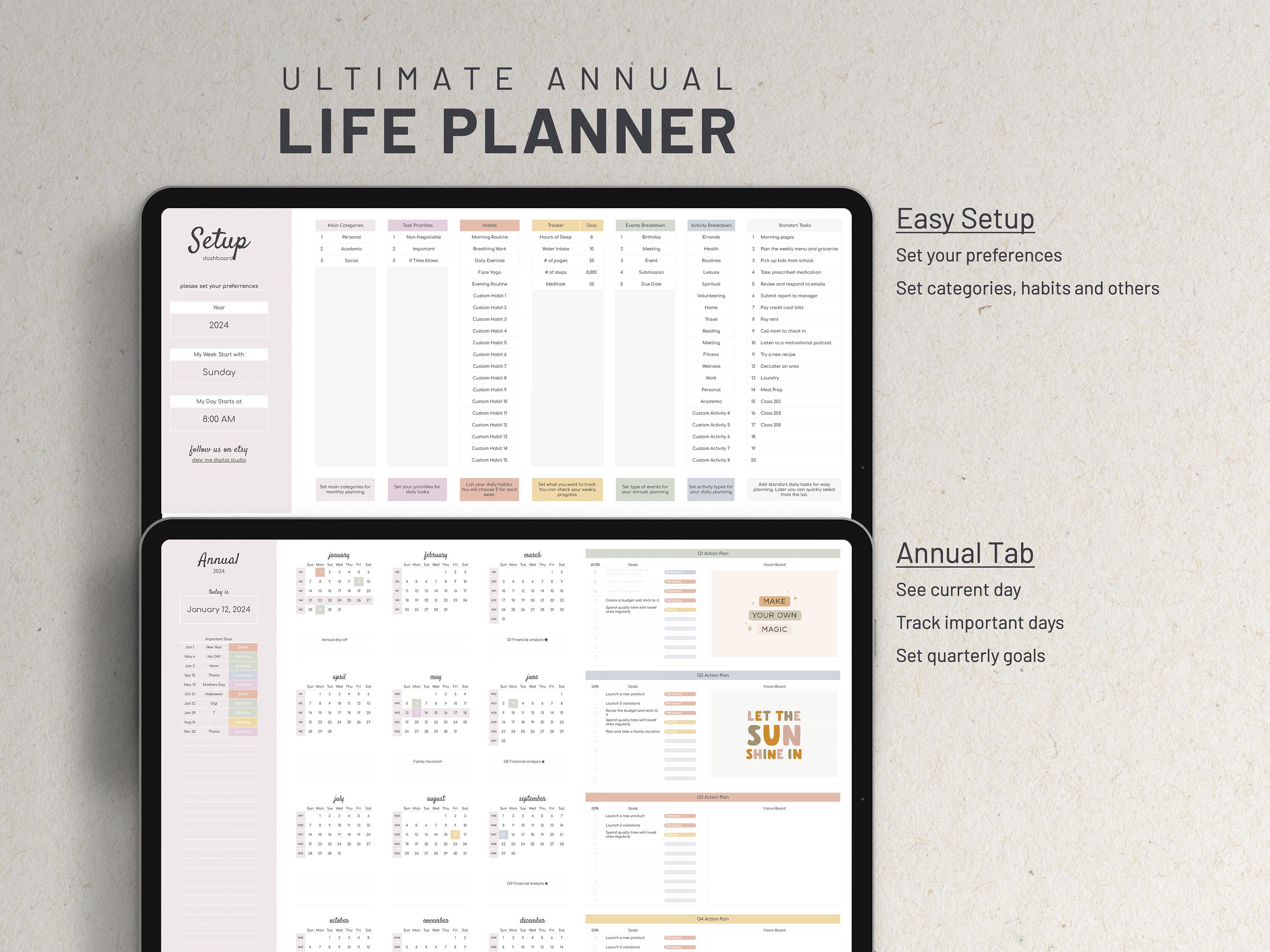 Ultimate Bundle Google Sheets Planners, Annual Life Planner, Ultimate ...