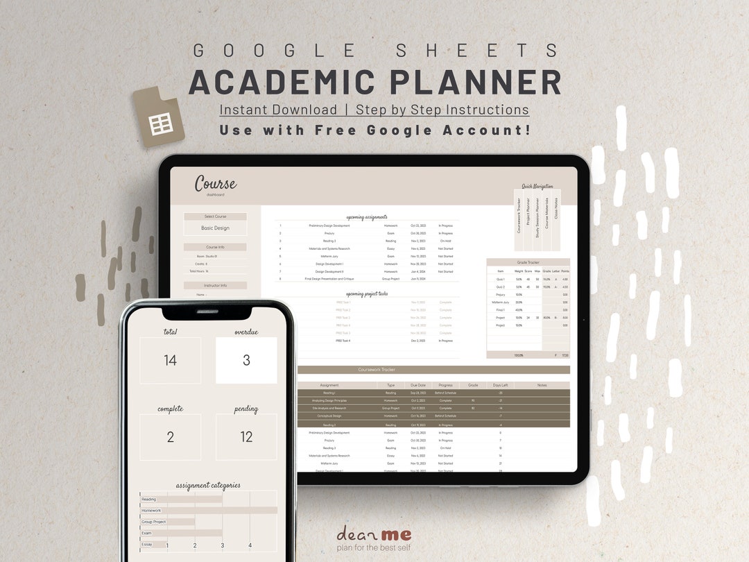 Ultimate Student Planner, Google Sheets Academic Digital Planner ...