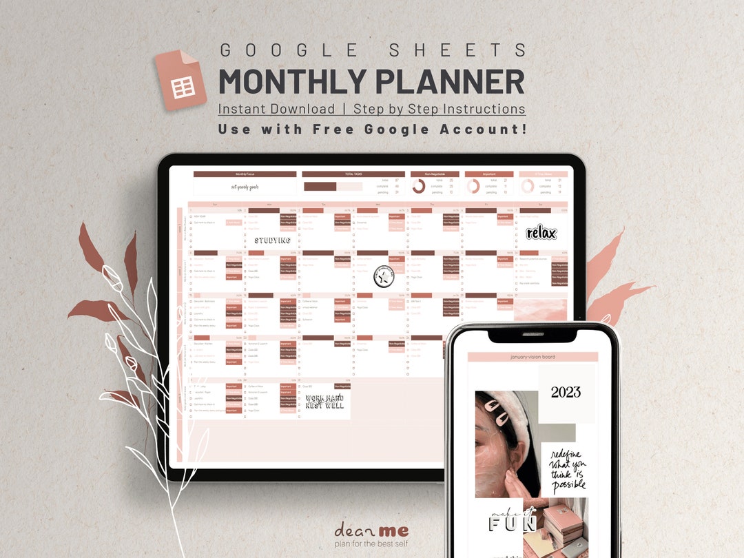 Google Sheets Digital Calendar Spreadsheet, Monthly Planner, Habit ...