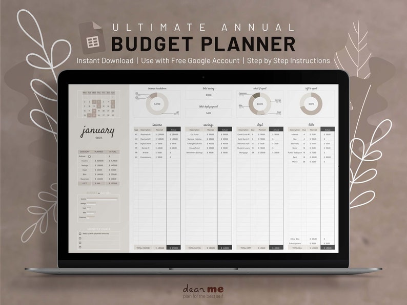 Ultimate Annual Budget Planner Spreadsheet Neutral Color - Etsy