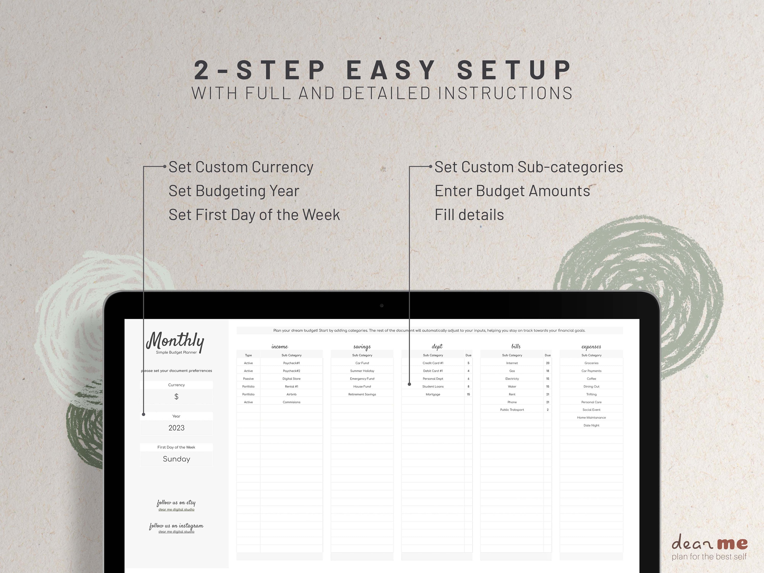 Beginners Simple Monthly Google Sheets Finance Planner, Mint Color ...