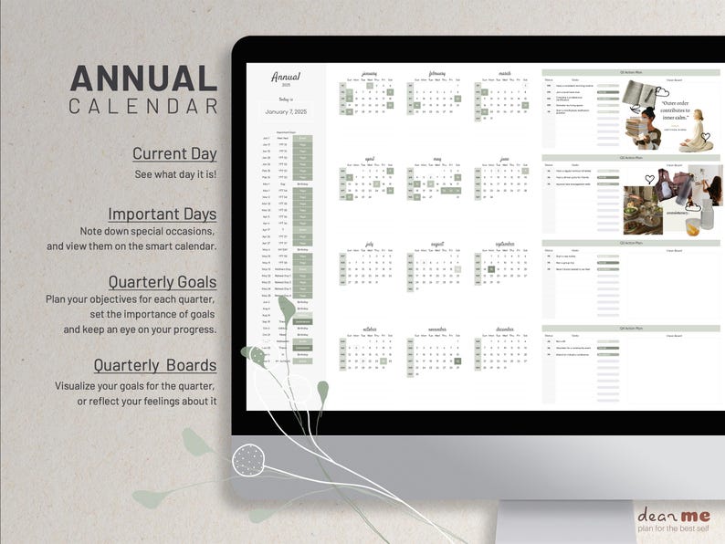 Google Sheets Digital Life Planner, Digital Annual Calendar Spreadsheet ...