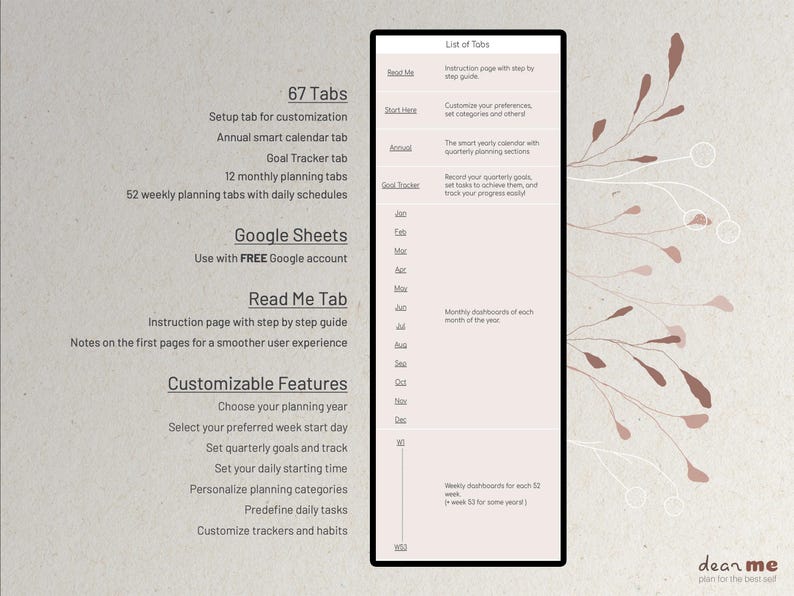 Google Sheets Digital Life Planner, Digital Annual Calendar Spreadsheet ...