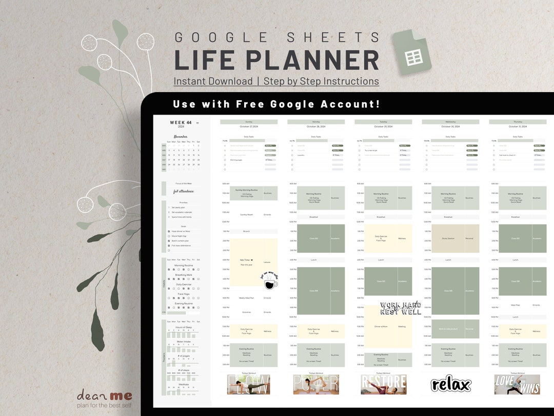 Google Sheets Digital Planner, Digital Annual Calender Spreadsheet ...