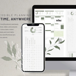 Google Sheets Monthly Calendar and Planner, Digital Planner Spreadsheet ...