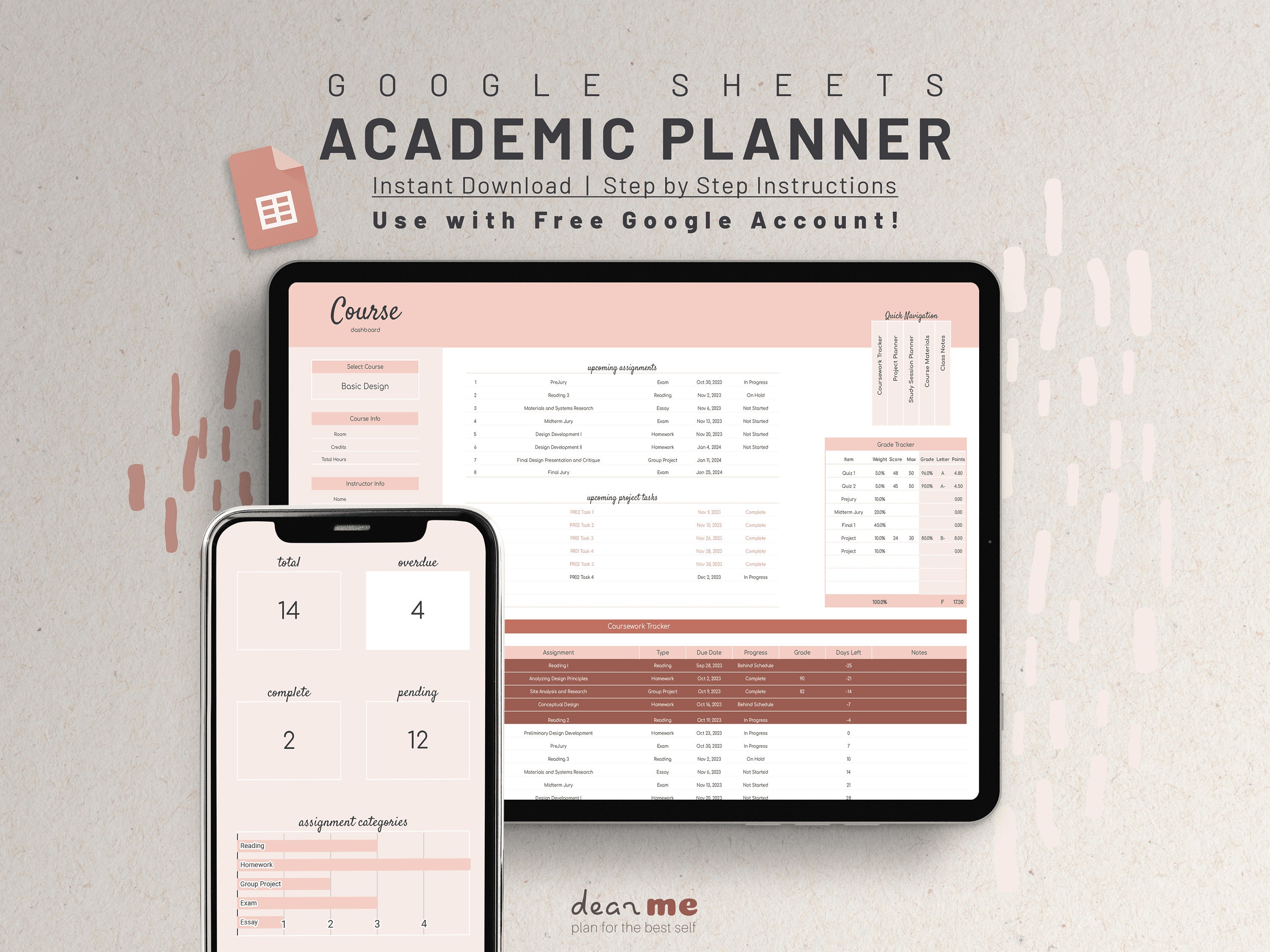 Ultimate Academic Planner, Google Sheets Digital Student Planner ...