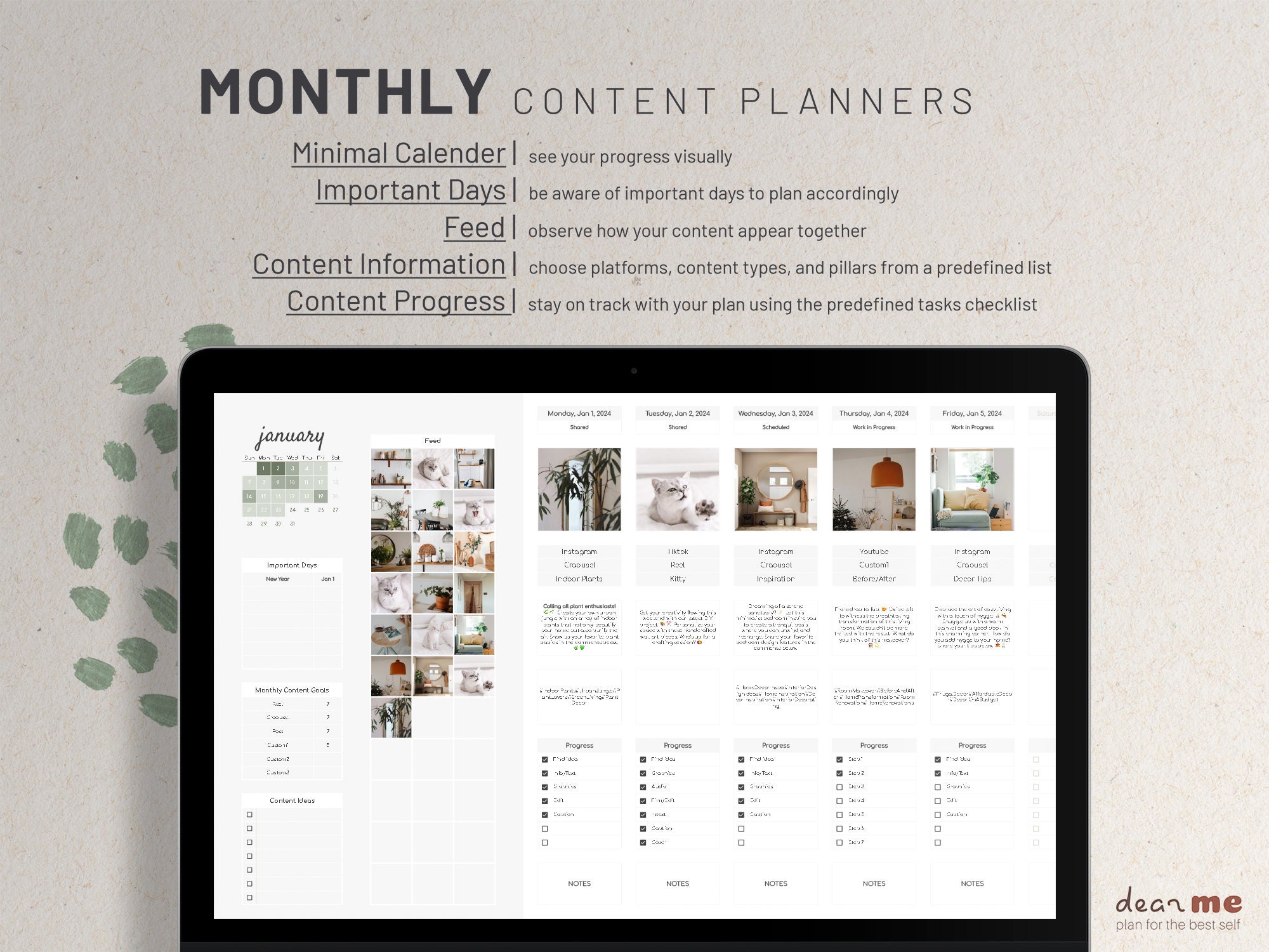 Social Media Content Calendar & Planner Template, Yearly Google Sheet ...