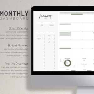 Beginners Simple Monthly Google Sheets Finance Planner, Mint Color ...