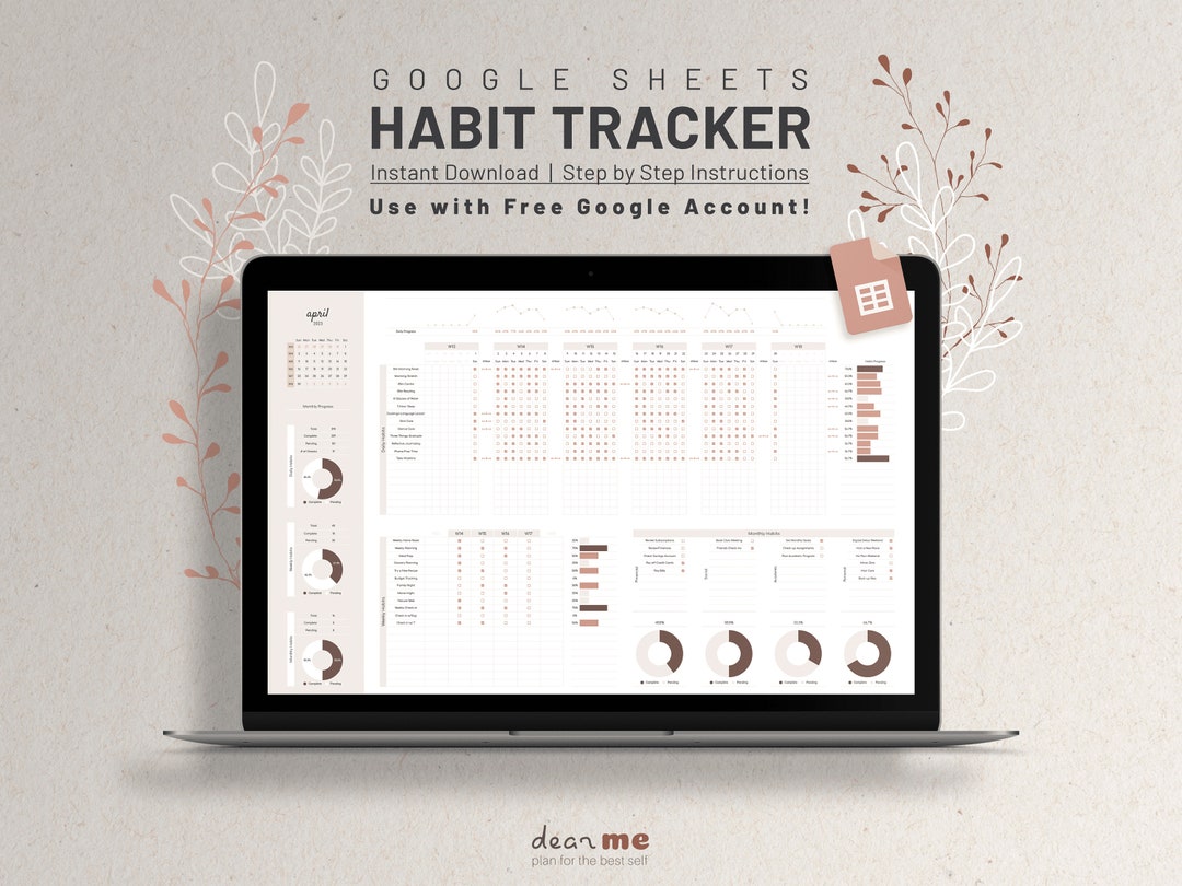 Digital Habit Tracker Spreadsheets Google Sheets Goal - Etsy
